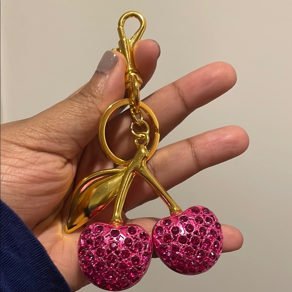 Accessories | Pink Rhinestone Cherry Keychain | Poshmark